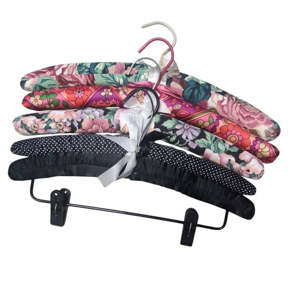 Unbranded | Other | Vintage Hangers Satin Padded Dark Floral Romantic Goth Boudoir Boutique ...